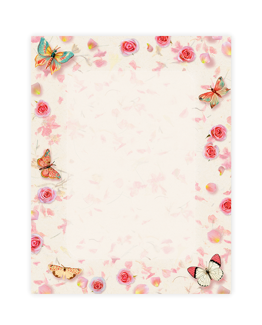 Custom Print Butterflies and Roses Letterhead at MyGeoPrint
