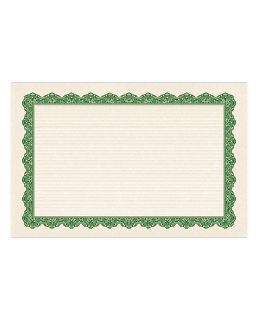 Optima Green Certificates, 5.5"x8.5" Custom Printing - MyGeoPrint
